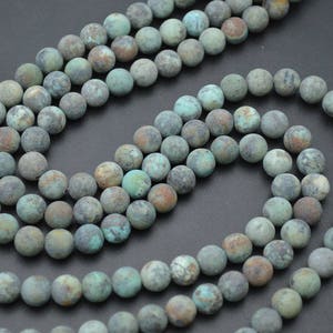 Matte Dull Polished Natural African Turquoise Stone Round Loose Beads ...
