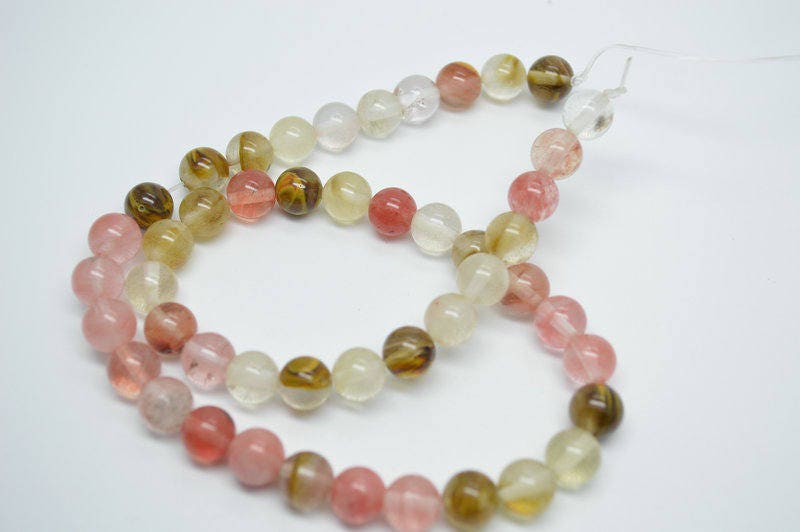 Natural Mix Color Watermelon Quartz Stone Round Loose Beads - Etsy