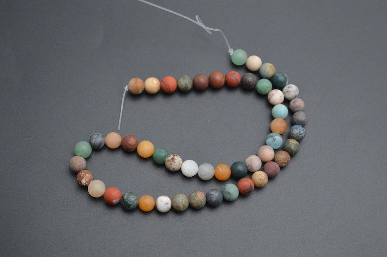 New Arrival Matte Mix Semi Precious Stone Round Loose Beads | Etsy