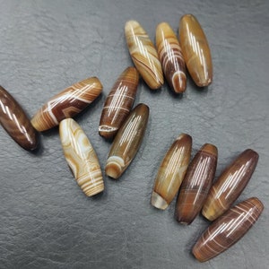 10pc 10x30mm Banded Coffee Color Agate DZI Tube Stone Loose Beads - Etsy