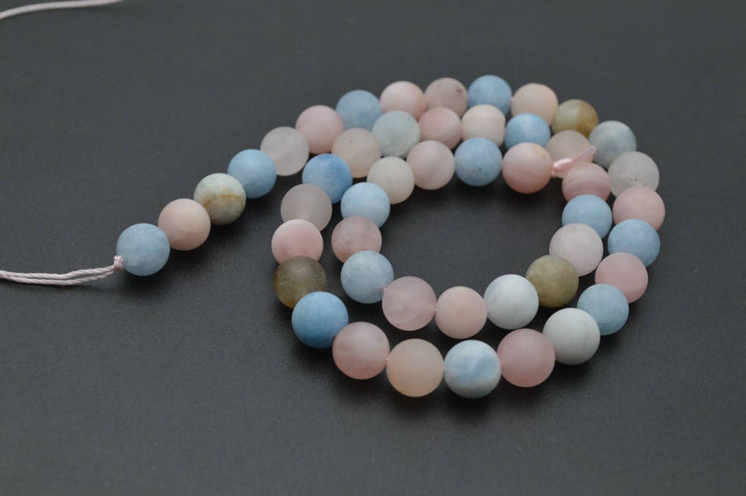 6mm~12mm Matte Natural Morganite Stone Round Loose Beads Gemstone ...