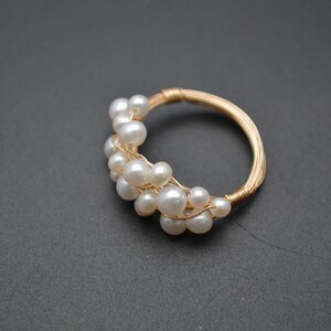 Handmade Rose Gold Color Wire Wrapped Natural White Pearl Seed Beads ...
