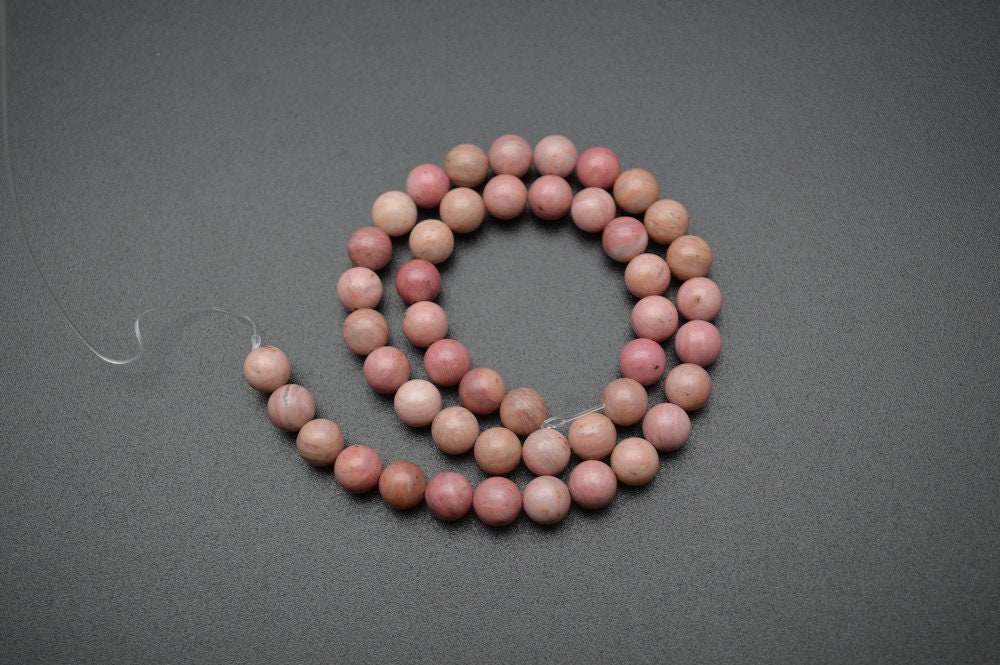4mm12mm Natural Pink Rhodochrosite Stone Round Loose Beads | Etsy