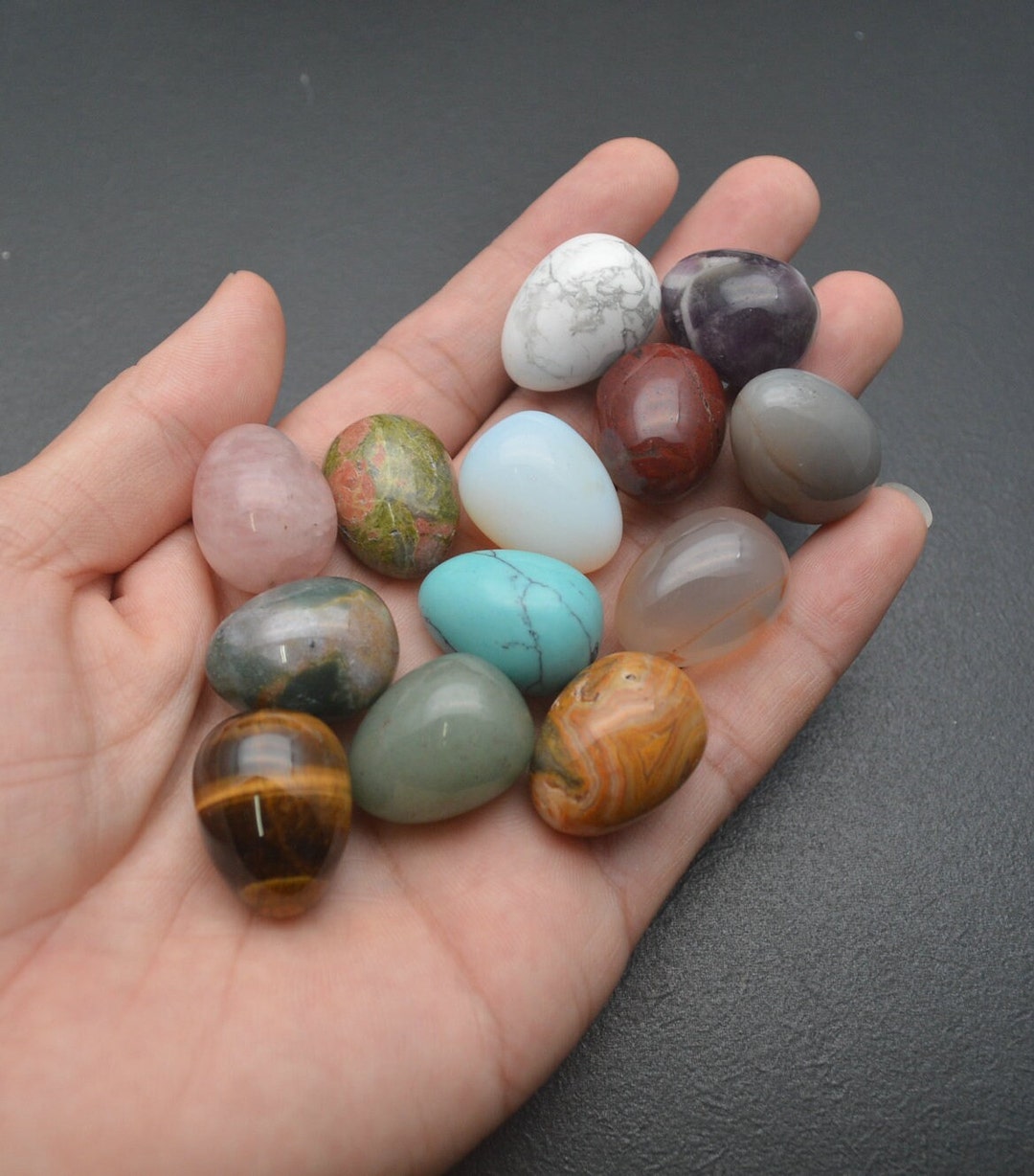 1box 20pc Various Mixed Small Stone Eggs Gemstone Home Decor Children ...