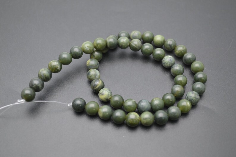 4mm~12mm New Natural Canada Green Jade Stone Round Loose Beads Fit ...