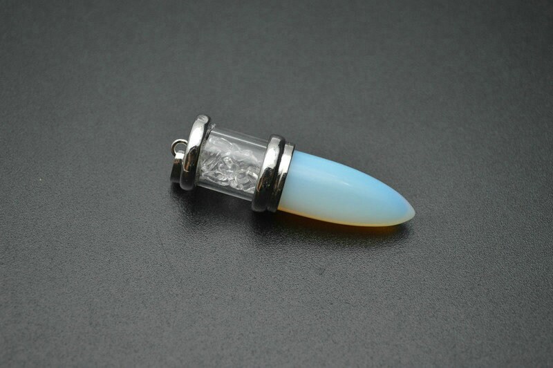 Double Layer Chips Inside Bullet Shape Natural Stone Pendant - Etsy