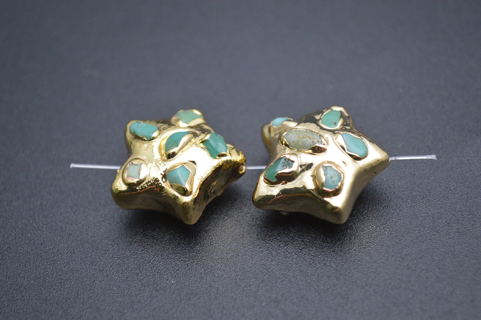 New Design 25mm Big Star Shape Gold Plating Green Australia Jade ...