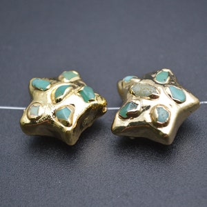 New Design 25mm Big Star Shape Gold Plating Green Australia Jade ...