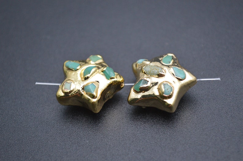 New Design 25mm Big Star Shape Gold Plating Green Australia Jade ...