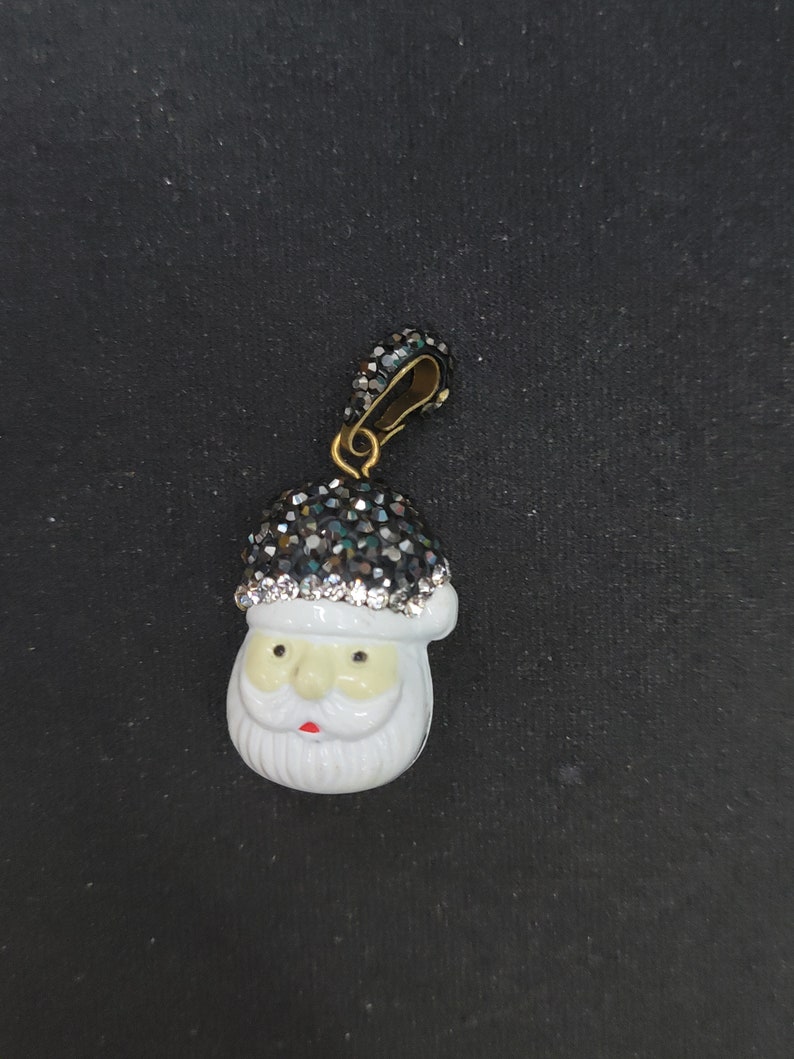 1pc Cute Snowman / Santa Metal Bell Pendant Black Crystal | Etsy