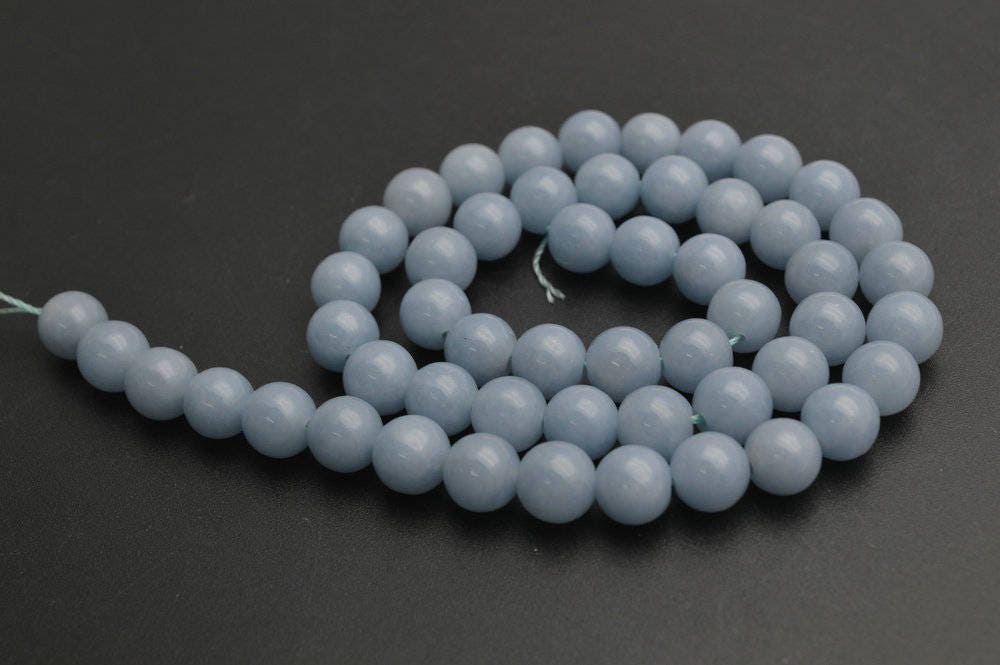 4mm~12mm Natural Blue Angelite Stone Round Loose Beads Fit Fashion ...