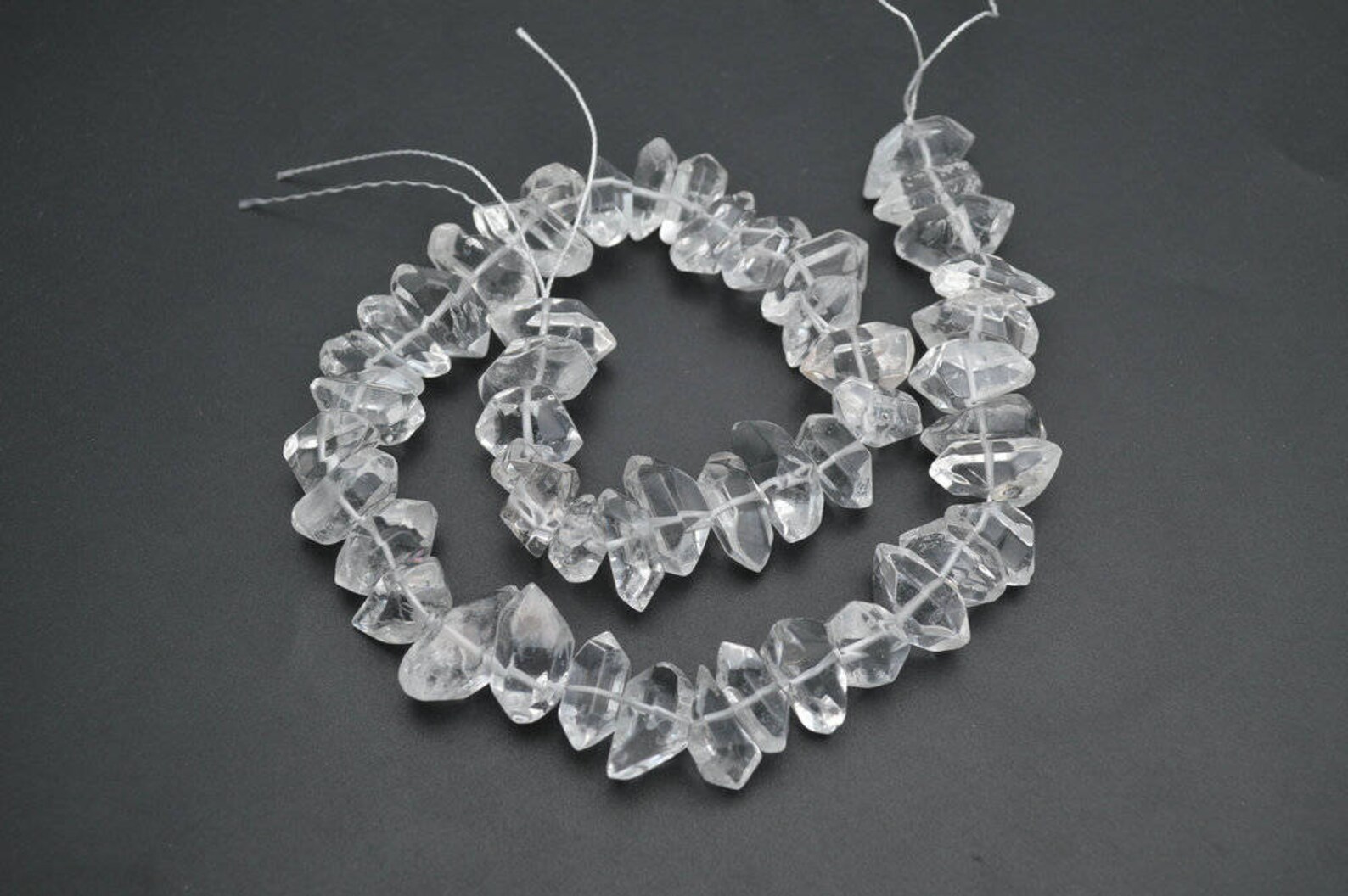 Polished Natural Clear Crystal Freeform Nuggets Hole in Center Stone ...