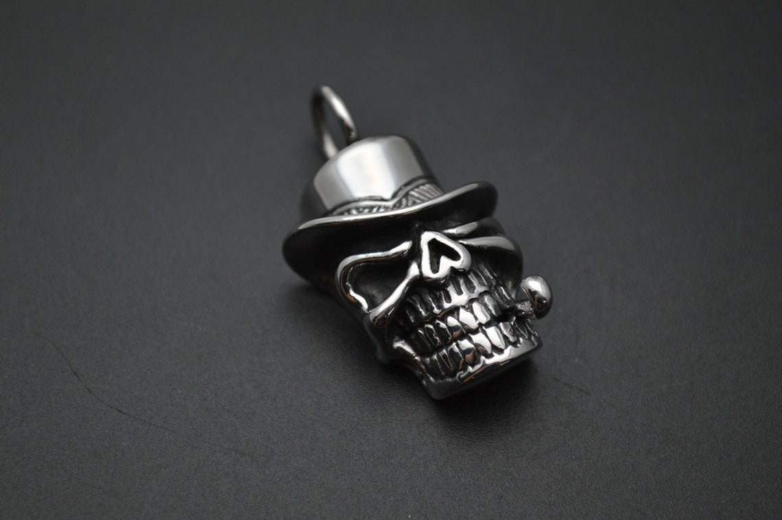 Stainless Steel Hat Clown Skull Metal Pendant - Etsy