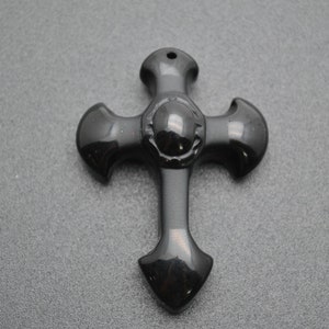 Natural Black Obsidian 35x50mm Cross Stone Pendant - Etsy