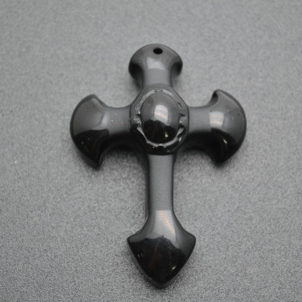 Black Obsidian Cross - Etsy