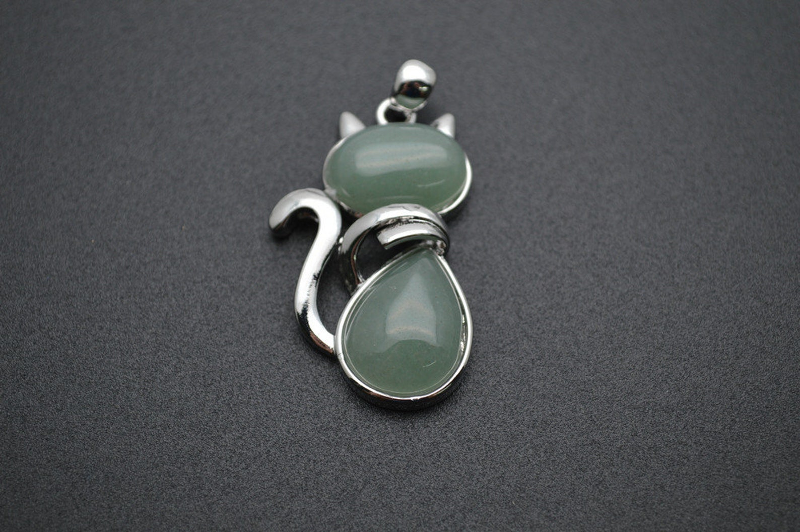 1pc Natural Stone Cabochons Cute Cat Animal Pendant Fit Necklace ...
