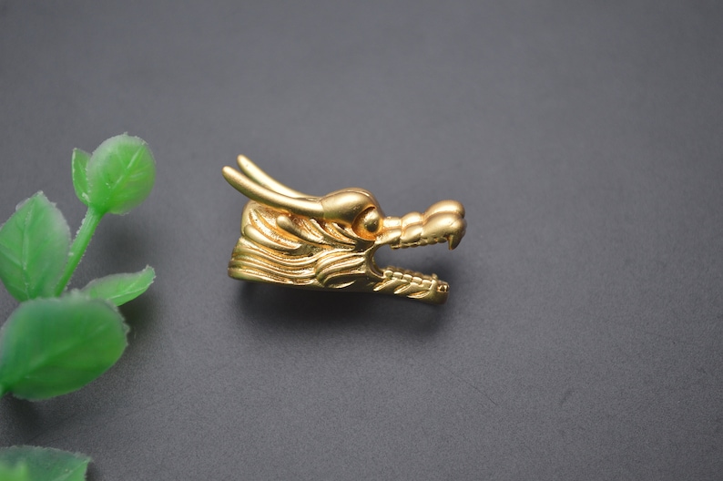 10pc 18k Gold Color Chinese Lucky Dragon Loong Head Metal Beads DIY ...