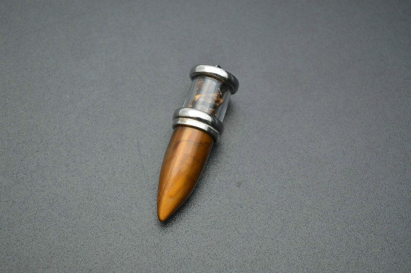 Double Layer Chips Inside Bullet Shape Natural Stone Pendant - Etsy