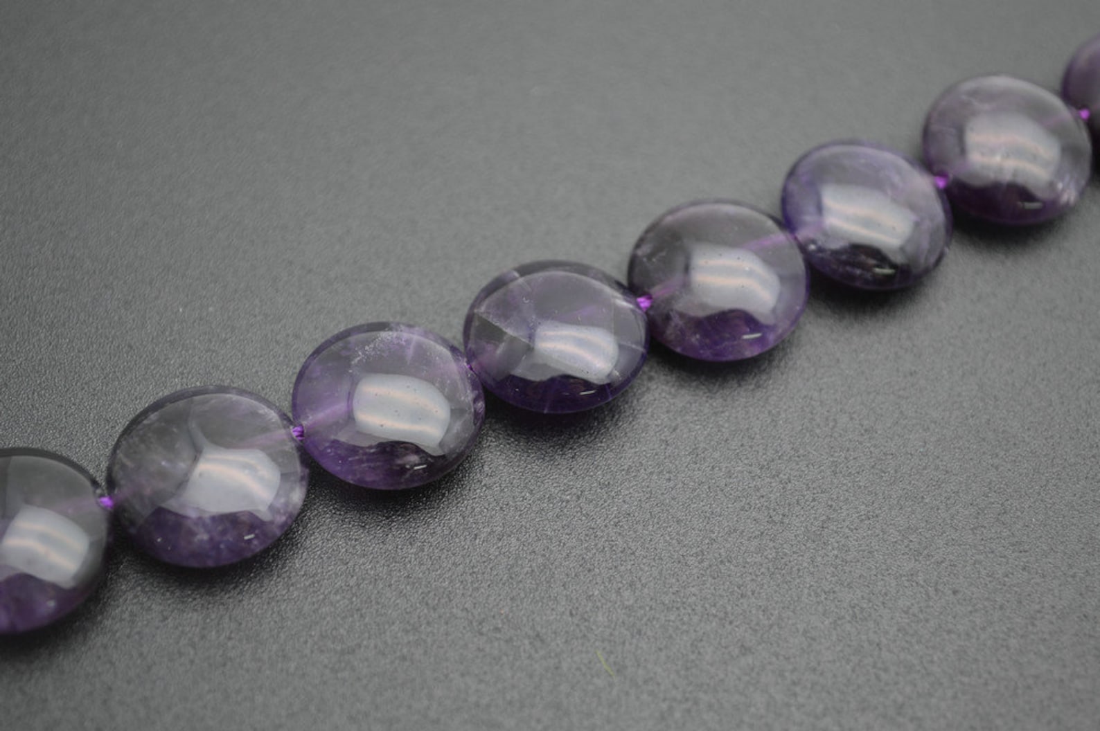 16mm Smooth High Quality Natural Amethyst Stone Coin Flat Round Loose ...
