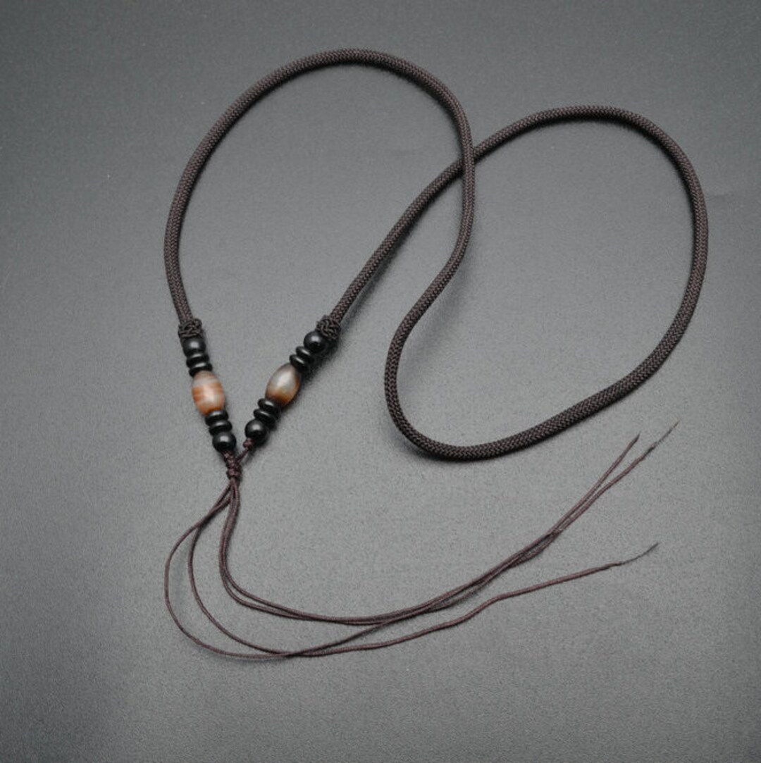 5pc Pendant Necklace Cord Chains Coffee Color Thread With Agate Beads ...