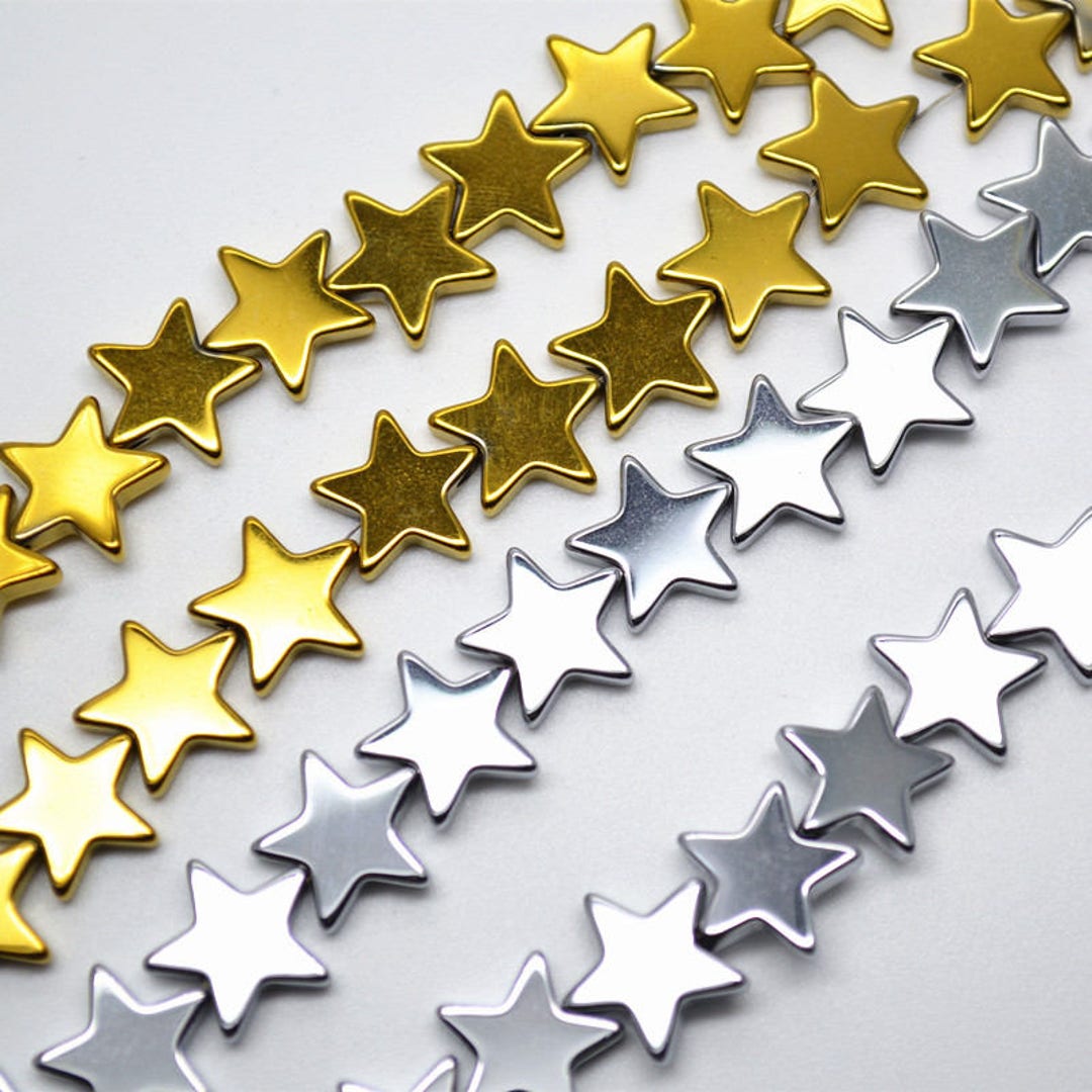 1strand 10mm Hematite Star Shape Jewelry Making Beads Gold or Silver ...