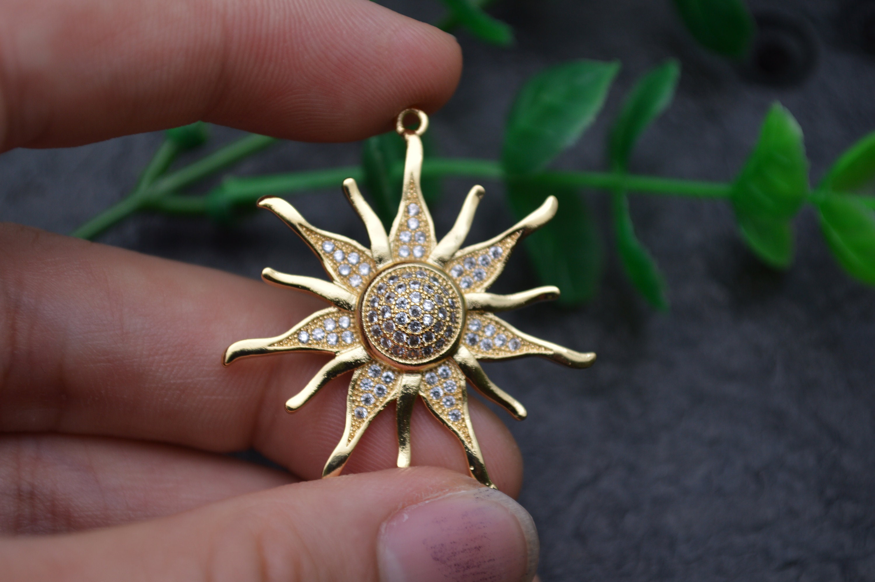 1pc High Quality CZ Paved Sun Star Shape Metal Pendant fit | Etsy