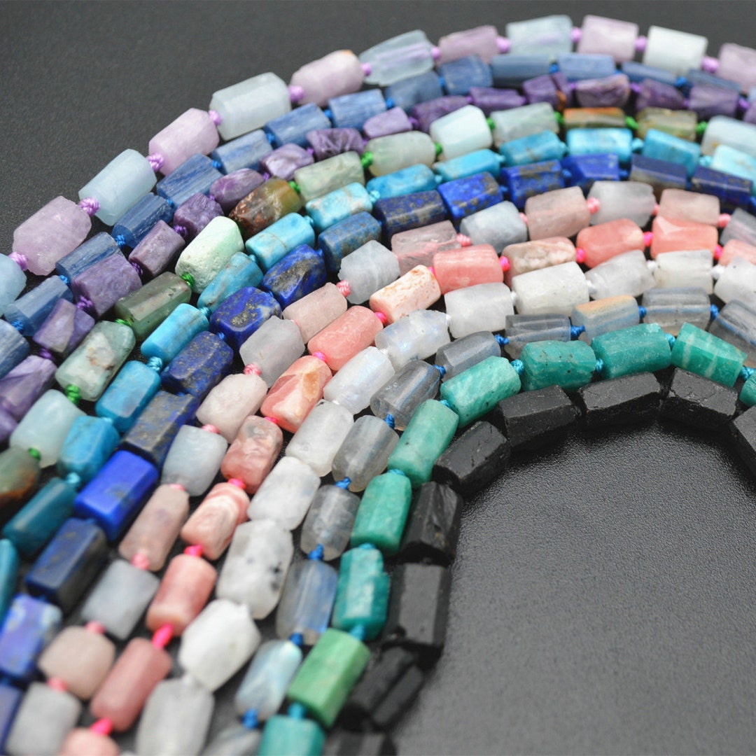 Natural Gemstone Stone Cylinder Tube Beads ( Amazonite / Lapis ...