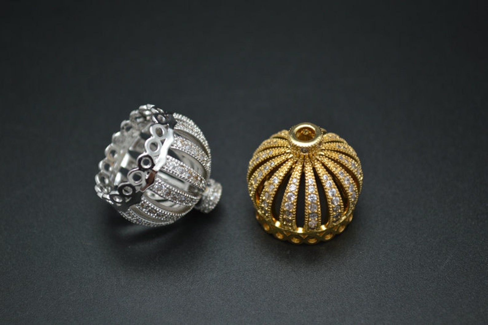 1pc 20mm Paved CZ Beads Crown Shape Bead Caps Fit Tassel - Etsy