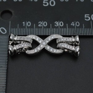 3pc Paved CZ Beads Infinity Shape Two Rows Necklace Clasps DIY Jewelry ...
