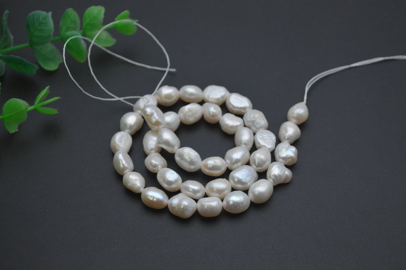 Pearl Beads 8~9mm Natural Freshwater Pearls Flat Oval Shape Necklace ...