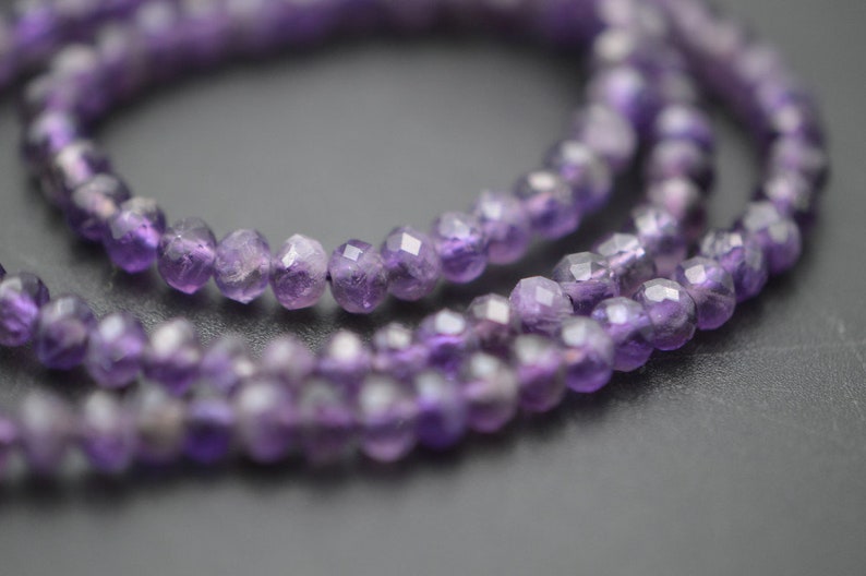 3x4mm Faceted Natural Amethyst Small Size Stone Rondelle Loose Beads - Etsy