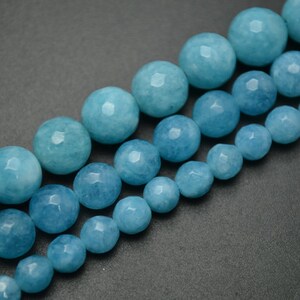 1 Strand Faceted Blue Quartz Stone Round Loose Beads 4mm 6mm 8mm 10mm ...