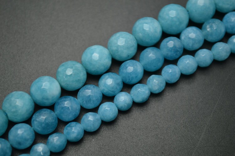 1 strand Faceted Blue Quartz Stone Round Loose Beads 4mm 6mm | Etsy