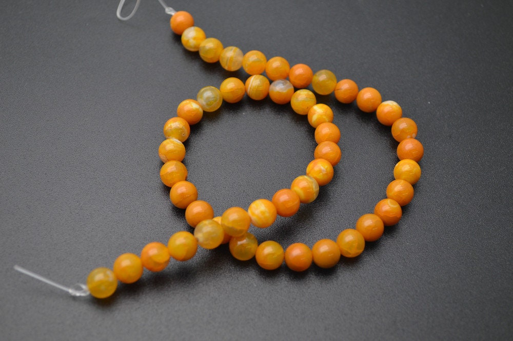 8mm Smooth Fire Agate Stone Round Beads Beautiful Veins DIY Jewelry ...