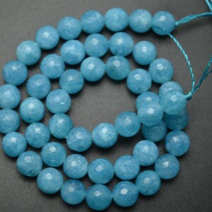 1 Strand Faceted Blue Quartz Stone Round Loose Beads 4mm 6mm 8mm 10mm ...