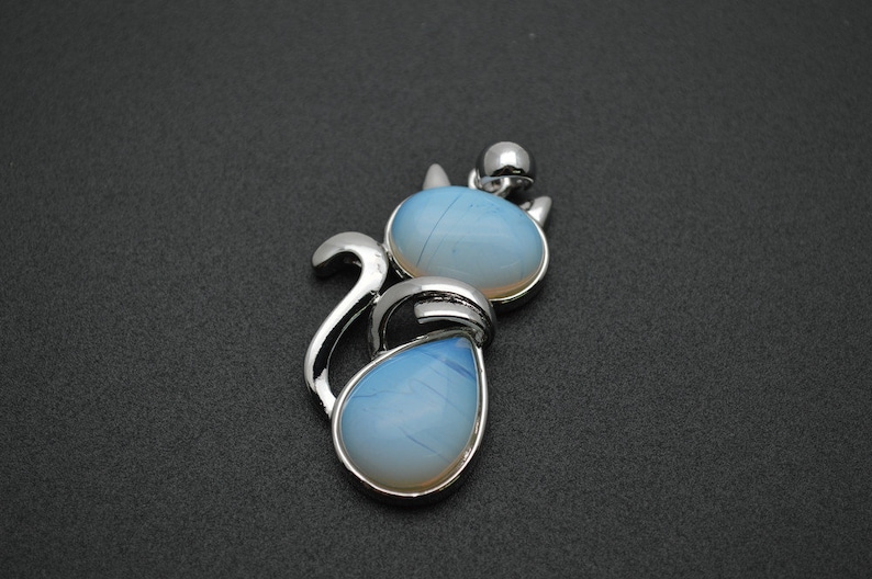 1pc Natural Stone Cabochons Cute Cat Animal Pendant Fit Necklace ...