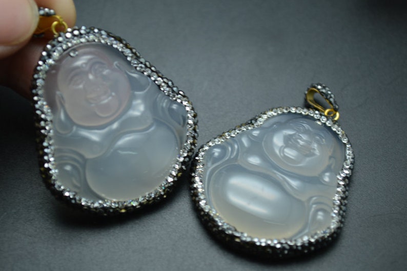 1pc Natural Gray Agate Chalcedony Carved Stone Laughing Buddha - Etsy