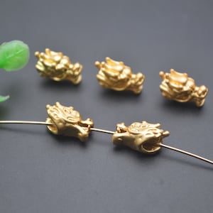 10pc 18k Gold Color Chinese Lucky Dragon Loong Head Metal Beads DIY ...