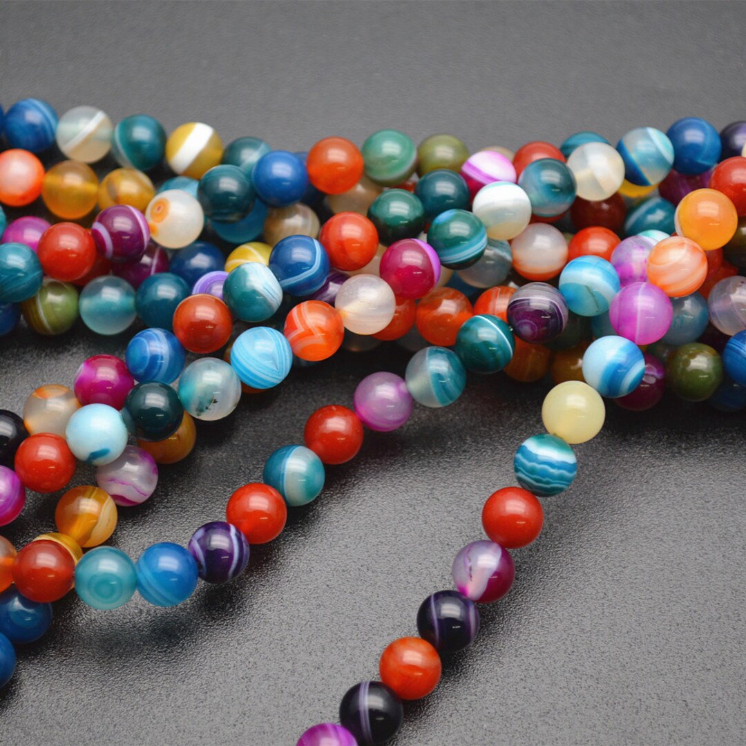 Beautiful Mix Color Agate Stone Round Loose Beads 6mm 8mm 10mm Jewelry ...