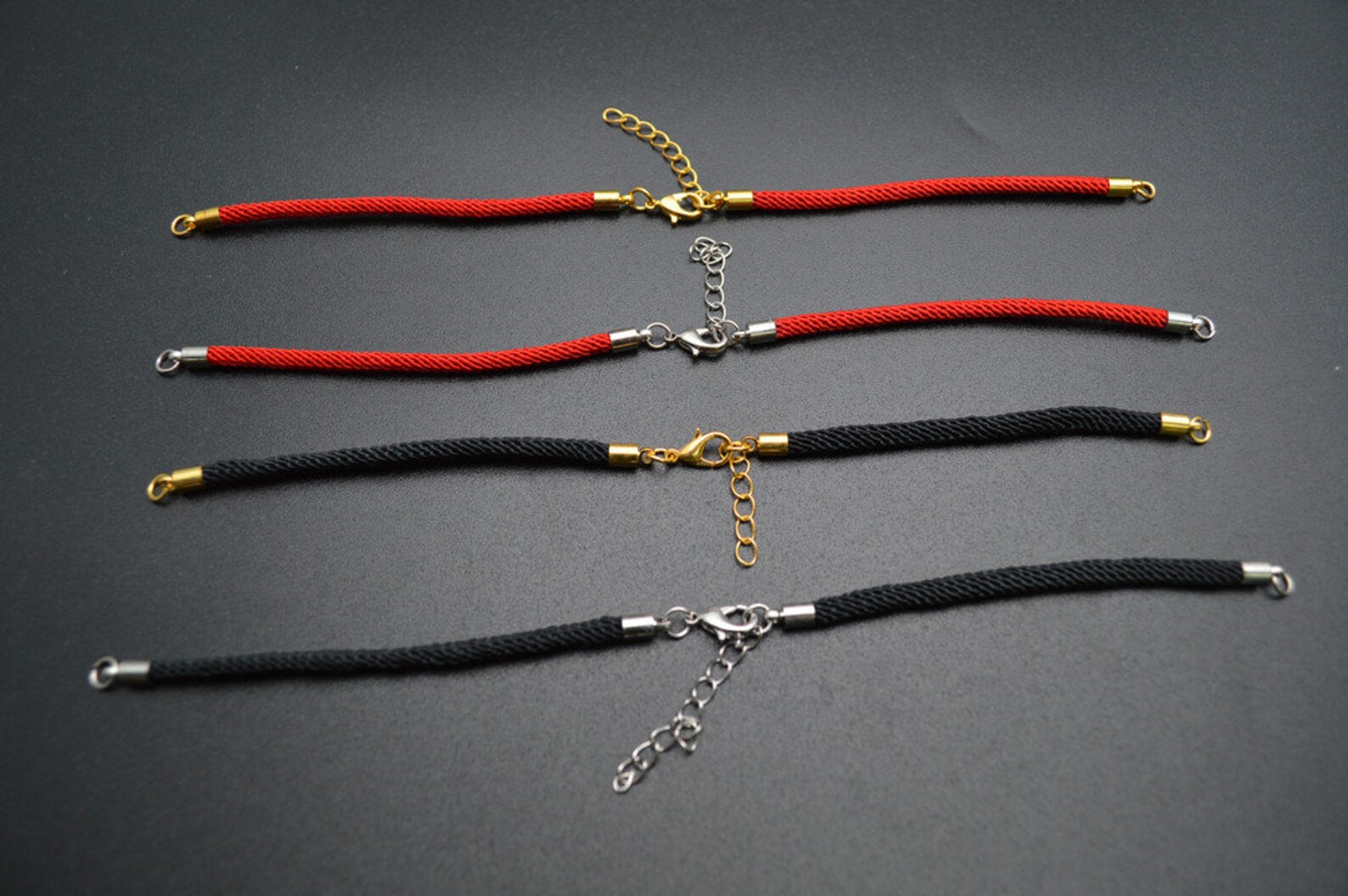 10pc Popular Red and Black Color Thread Cord Chains Lobster | Etsy