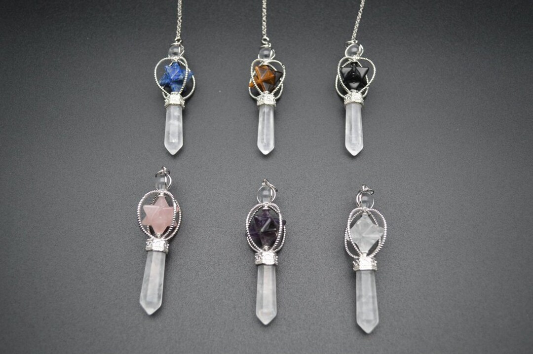 Double Layer Natural Crystal Quartz Point Pillar With Gemstone Star ...