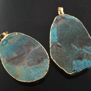 1pc 18k Gold Plating Unique Blue Ocean Jasper Stone Square Slab Pendant ...
