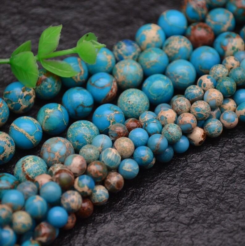 1 Strand Red or Blue Color Sea Sediment Turquoise Impression - Etsy