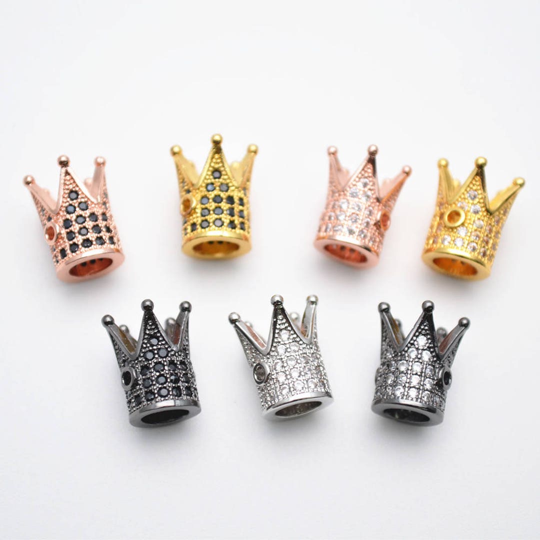 10pc 8x12mm Multi Color CZ Crown Shape Metal Loose Beads Jewelry ...