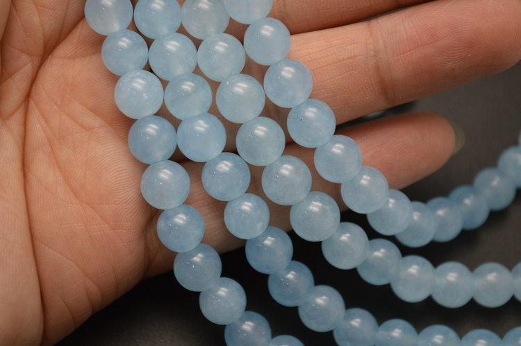 1 Strand Sky Blue Color Quartz Jade Stone Round Loose Beads - Etsy