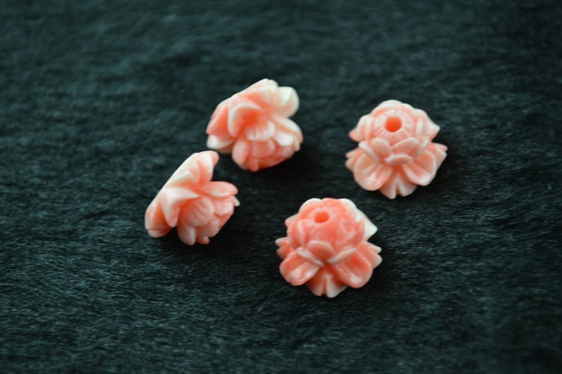 10pc Beautiful Pink Color Resin Carved 14mm Lotus Base Loose - Etsy