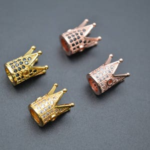 10pc 8x12mm Multi Color CZ Crown Shape Metal Loose Beads Jewelry ...