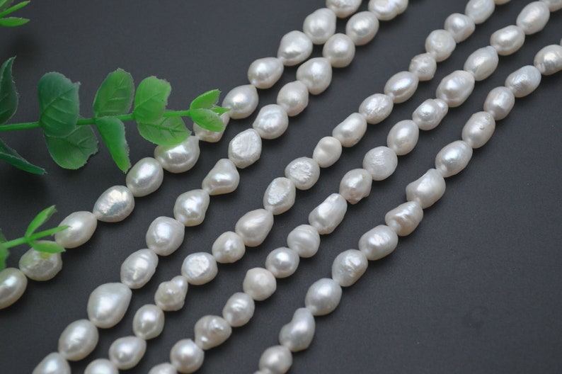 Pearl Beads 8~9mm Natural Freshwater Pearls Flat Oval Shape Necklace ...