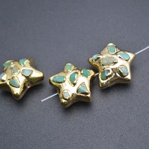 New Design 25mm Big Star Shape Gold Plating Green Australia Jade ...