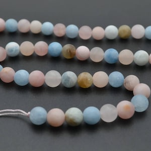 6mm~12mm Matte Natural Morganite Stone Round Loose Beads Gemstone ...